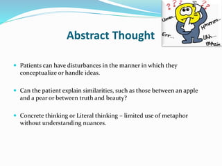Mental state examination abstract thinking, insight and judgment | PPTX