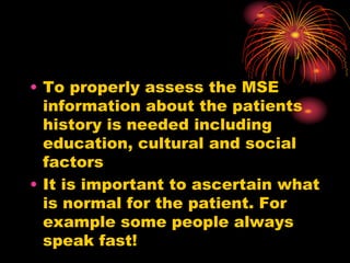 The Mental Status Exam (MSE) The Mental examination | PPT | Mental ...