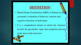 MENTAL STATUS EXAMINATION.ppt..........x | PPT