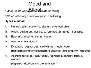 Mental status examination (1) converted | PPTX | Mental Health | Diseases and Conditions