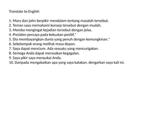 Mental Verb dan action verb Jaya untuk pembelajaran kelas | PPT