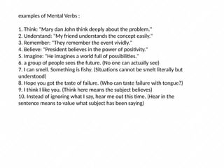 Mental Verb dan action verb Jaya untuk pembelajaran kelas | PPT