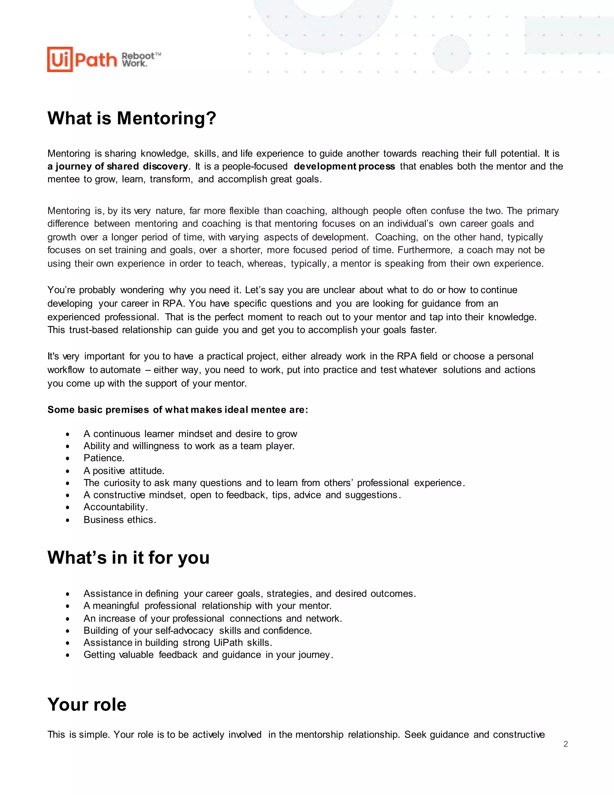 Mentee Roles Responsibilities And Best Practices Pdf