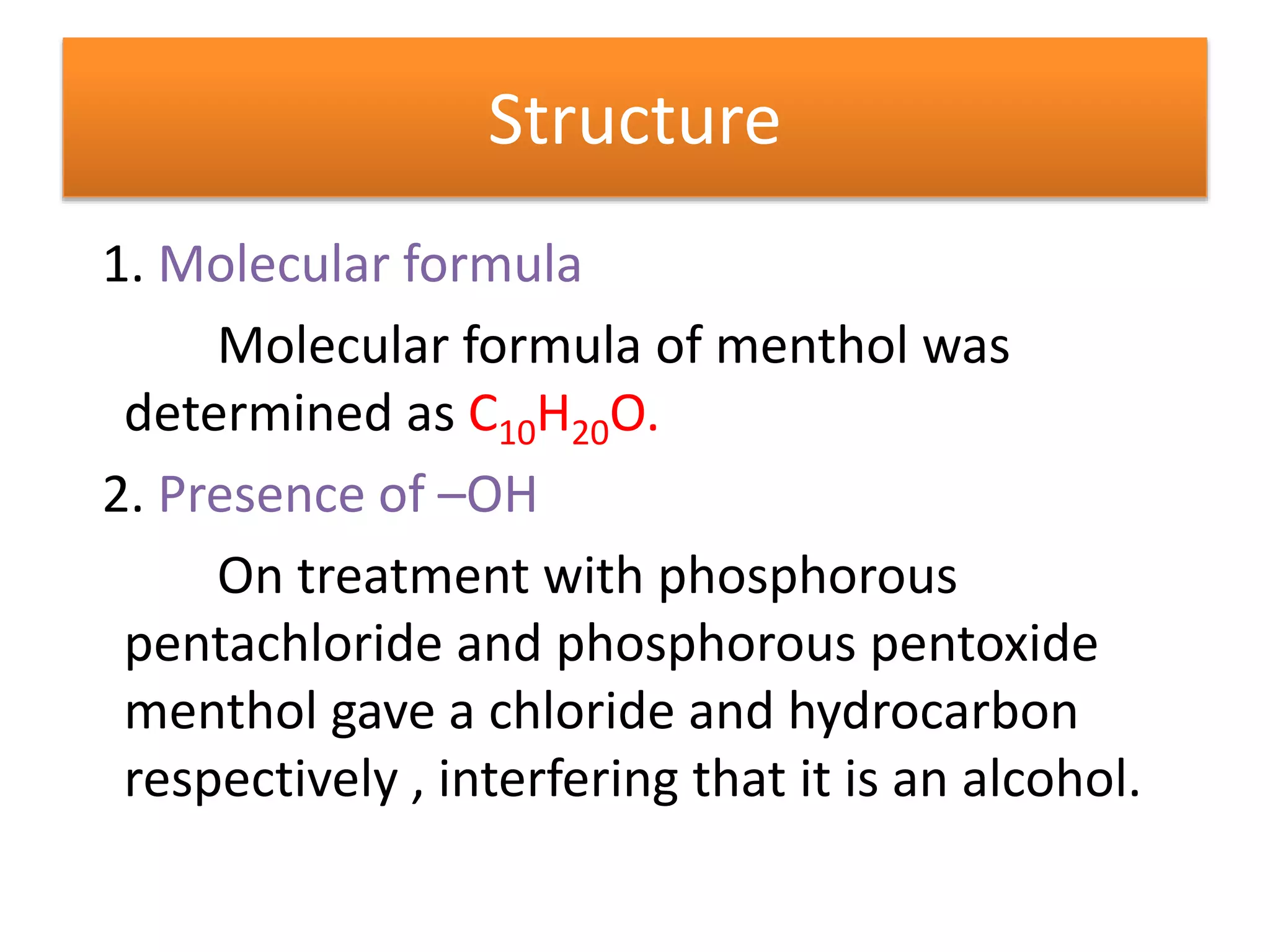 Menthol | PPTX | Chemistry | Science