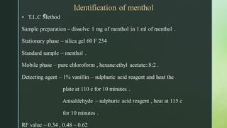 MENTHOL CRUDE DRUG ( pharmacognosy) .... | PDF