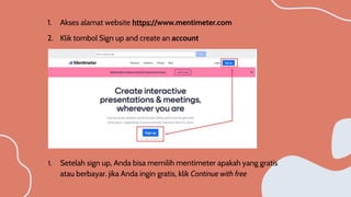 Bagaimana menggunakan aplikasi mentimeter untuk pembelajaran | PDF