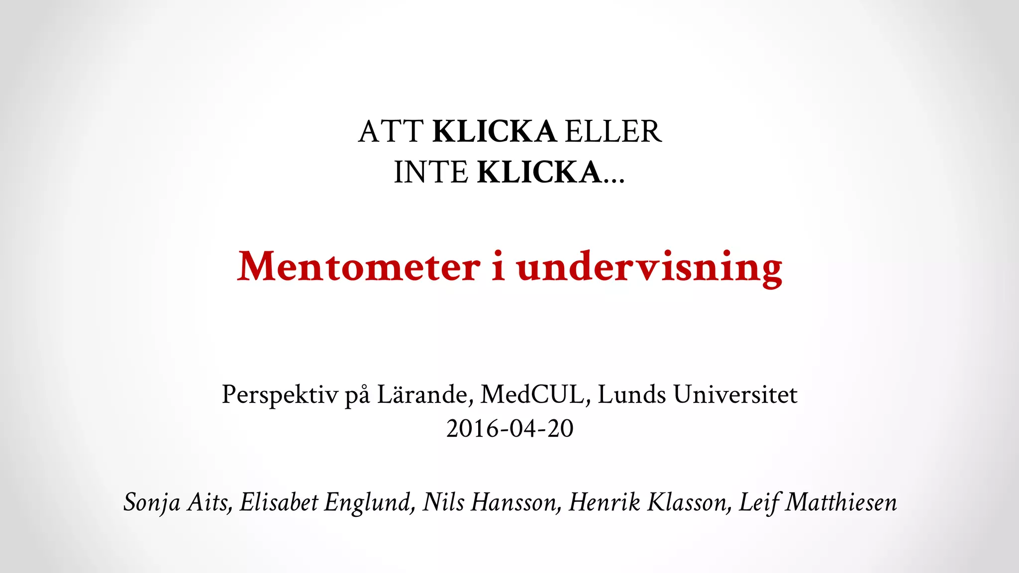 Mentometer i undervisning (Clickers in teaching) | PDF