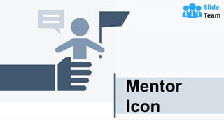 Mentor Icon Having Presentation Stairs Flag Arrow Stick Figures | PPT