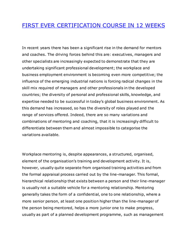 FIRST EVER CERTIFICATION COURSE IN 12 WEEKS | PDF