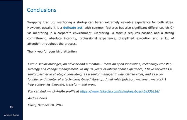 Mentoring a Startup | PDF