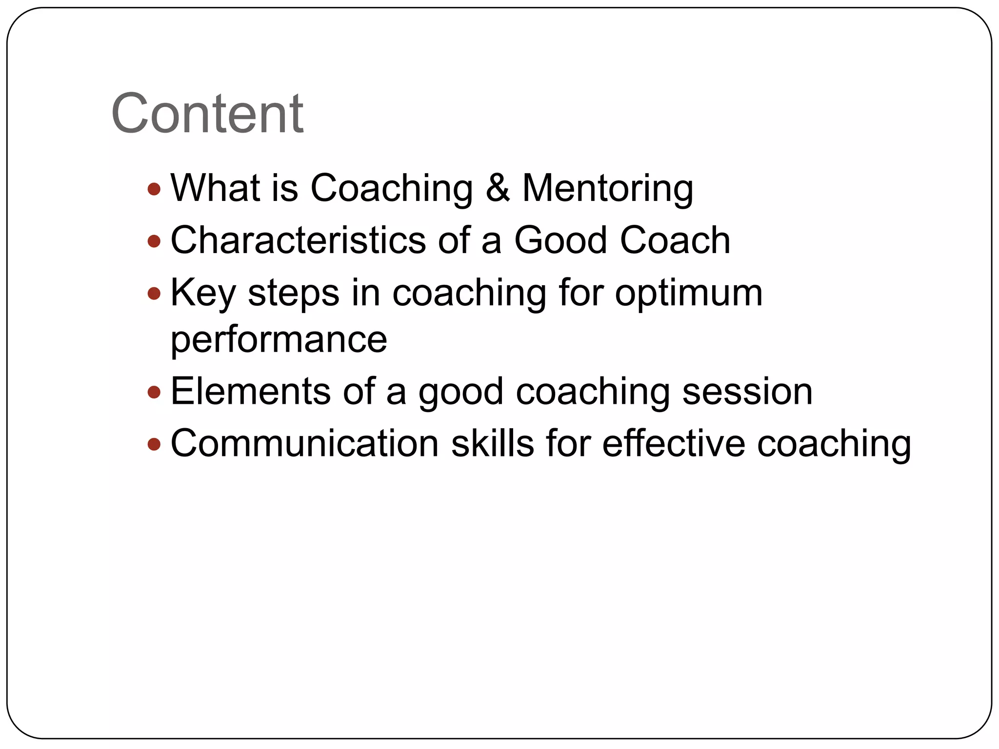 Mentoring & coaching for optimal performance | PPTX