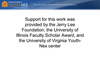 Patrick Tolan, Ph.D. - "Positive Youth Development and Physical Health ...