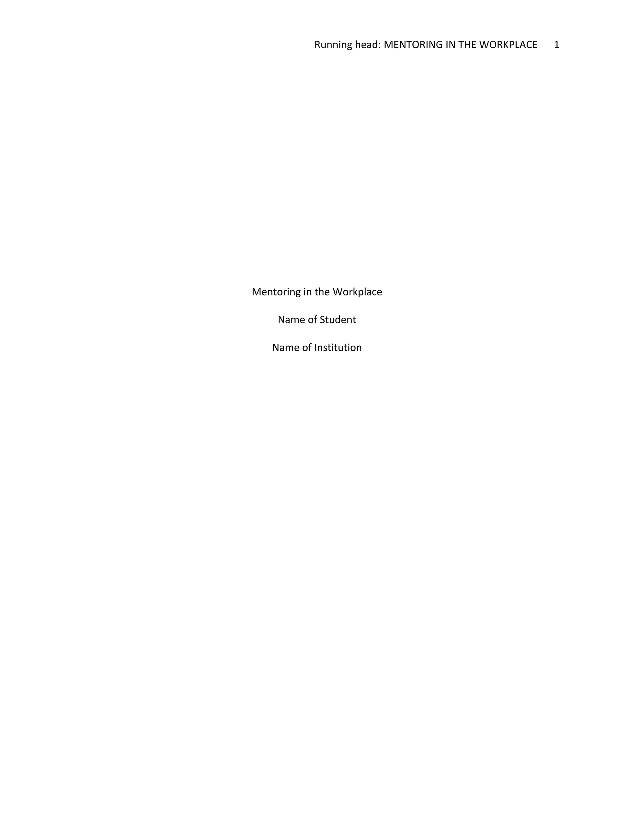 Mentoring in the workplace Essay Sample | PDF