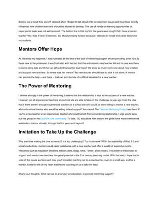 Mentoring matters | DOCX | Primary Education | Education