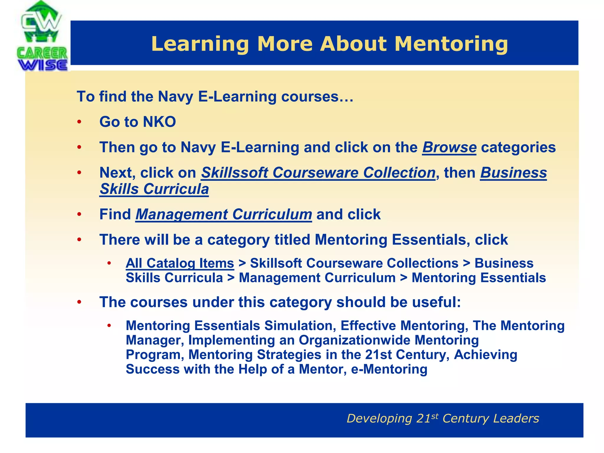 Navy Mentorship | PPTX