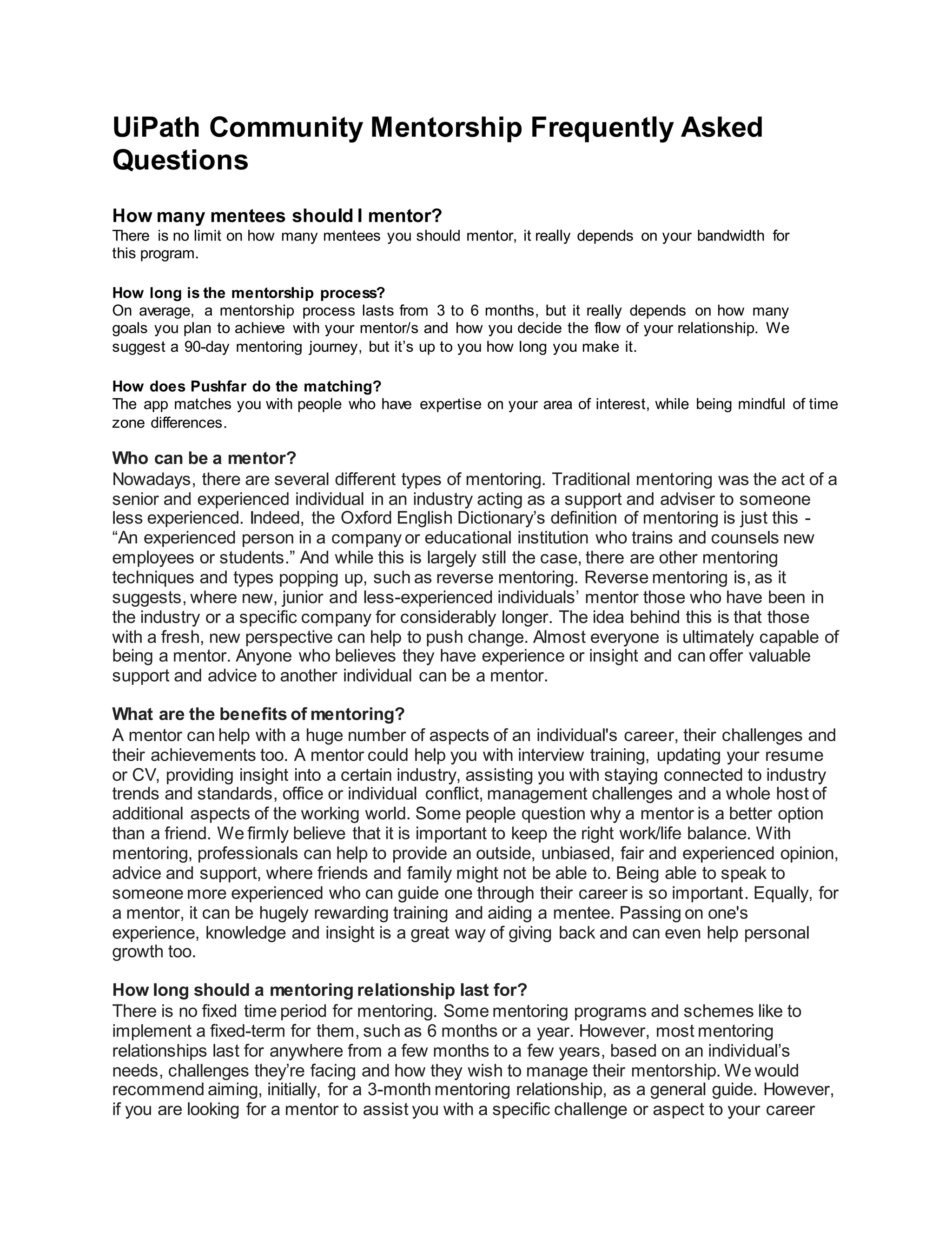 Mentorship faq | DOCX