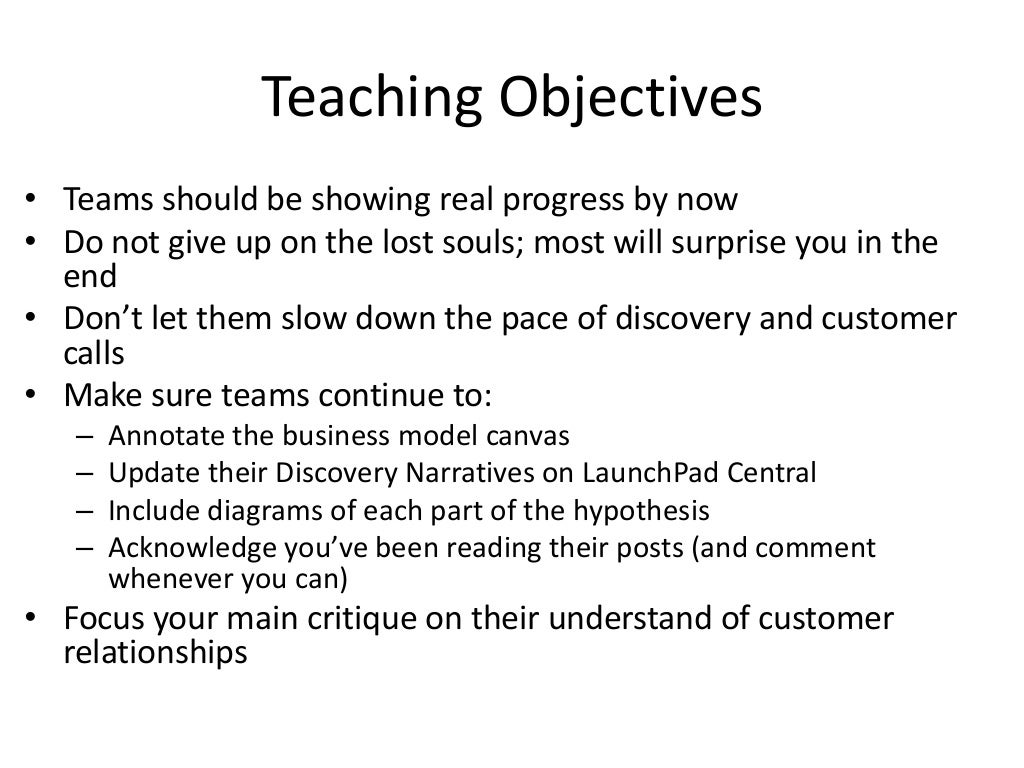Teaching Objectives Teams Should