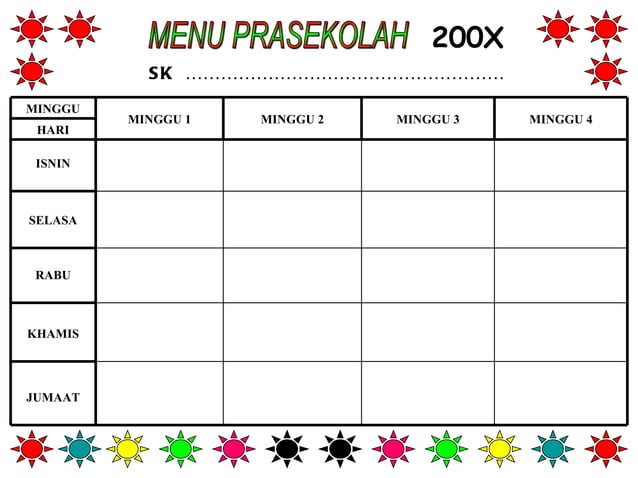 Menu Masakan Prasekolah
