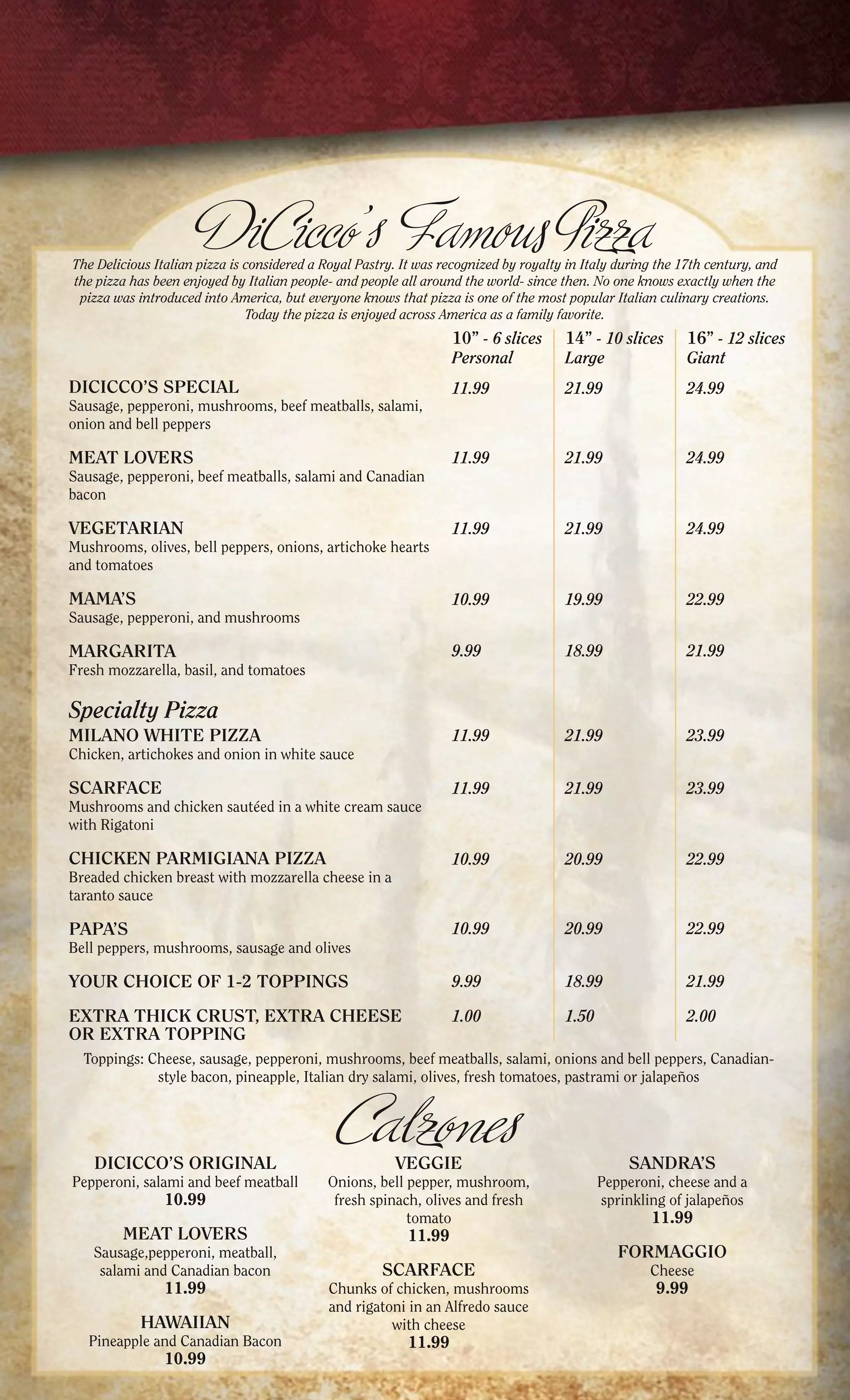 Diciccos Menu | PDF