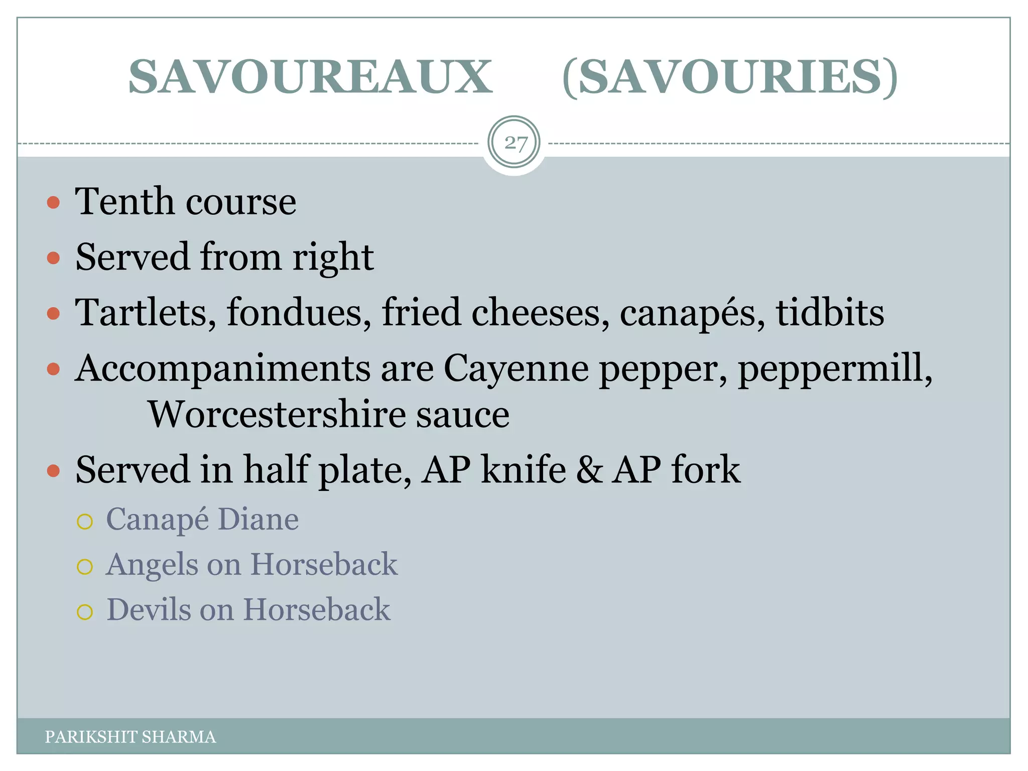 Courses of a Classical Menu | PPTX