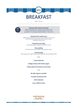 PepsiCo Cafe Menu 2013 | PDF