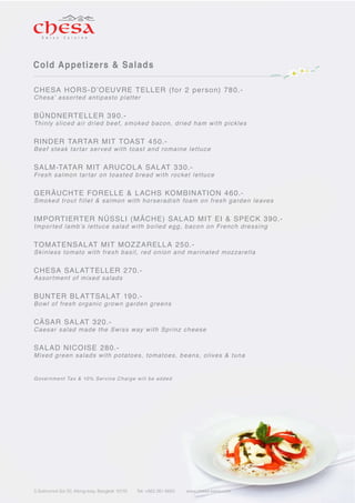 Chesa Swiss Cuisine Menu | PDF