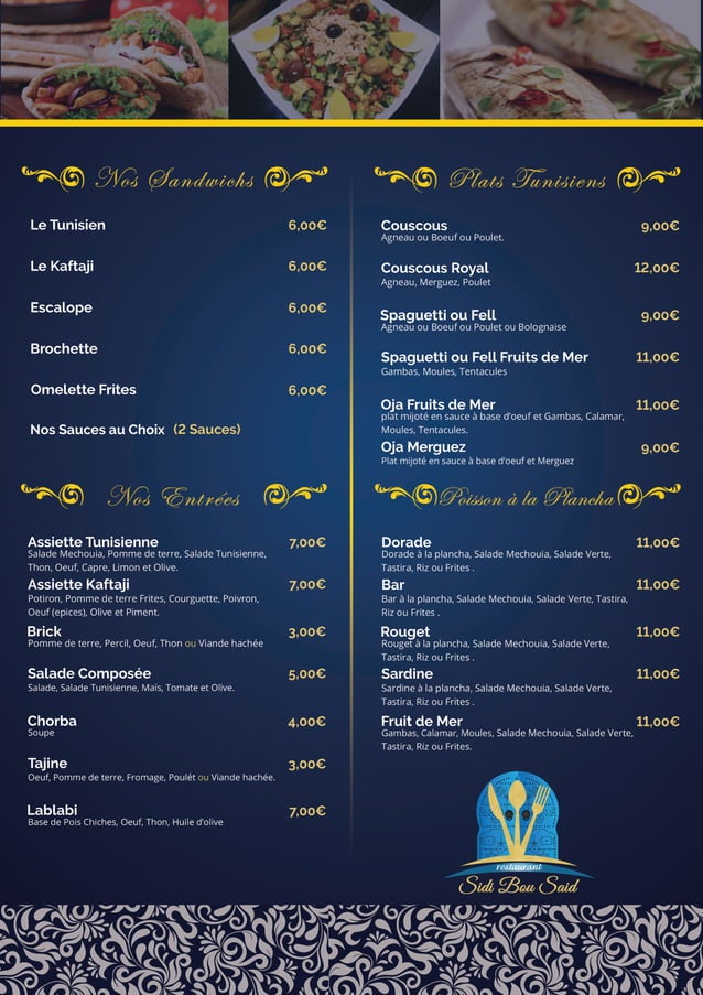 Menu Sidi Bou Said | PDF