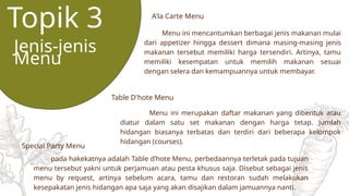 Jenis- jenis Menu di industri kuliner .. | PPTX