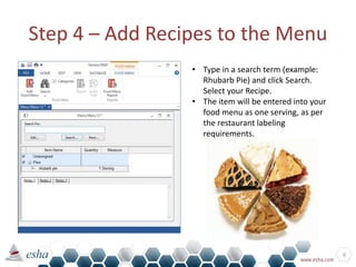 Restaurant Menu Labeling & Recipe Analysis | PPT