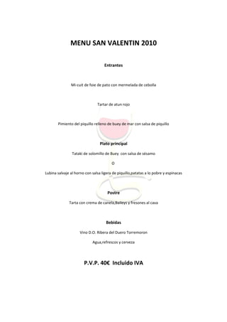 Menu San Valentin | DOC