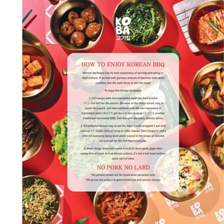 MENU ALA CARTe makanann di koba korean barbeque | PDF