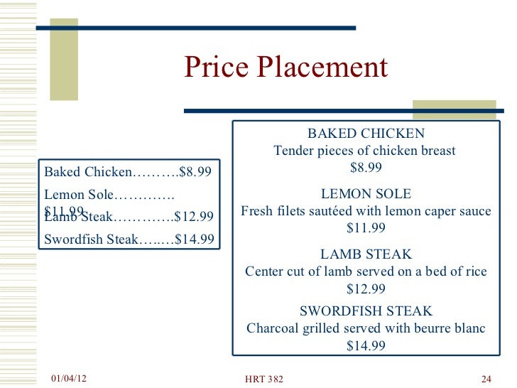 Menu Analysis Engineering382 Menu Analysis Engineering382