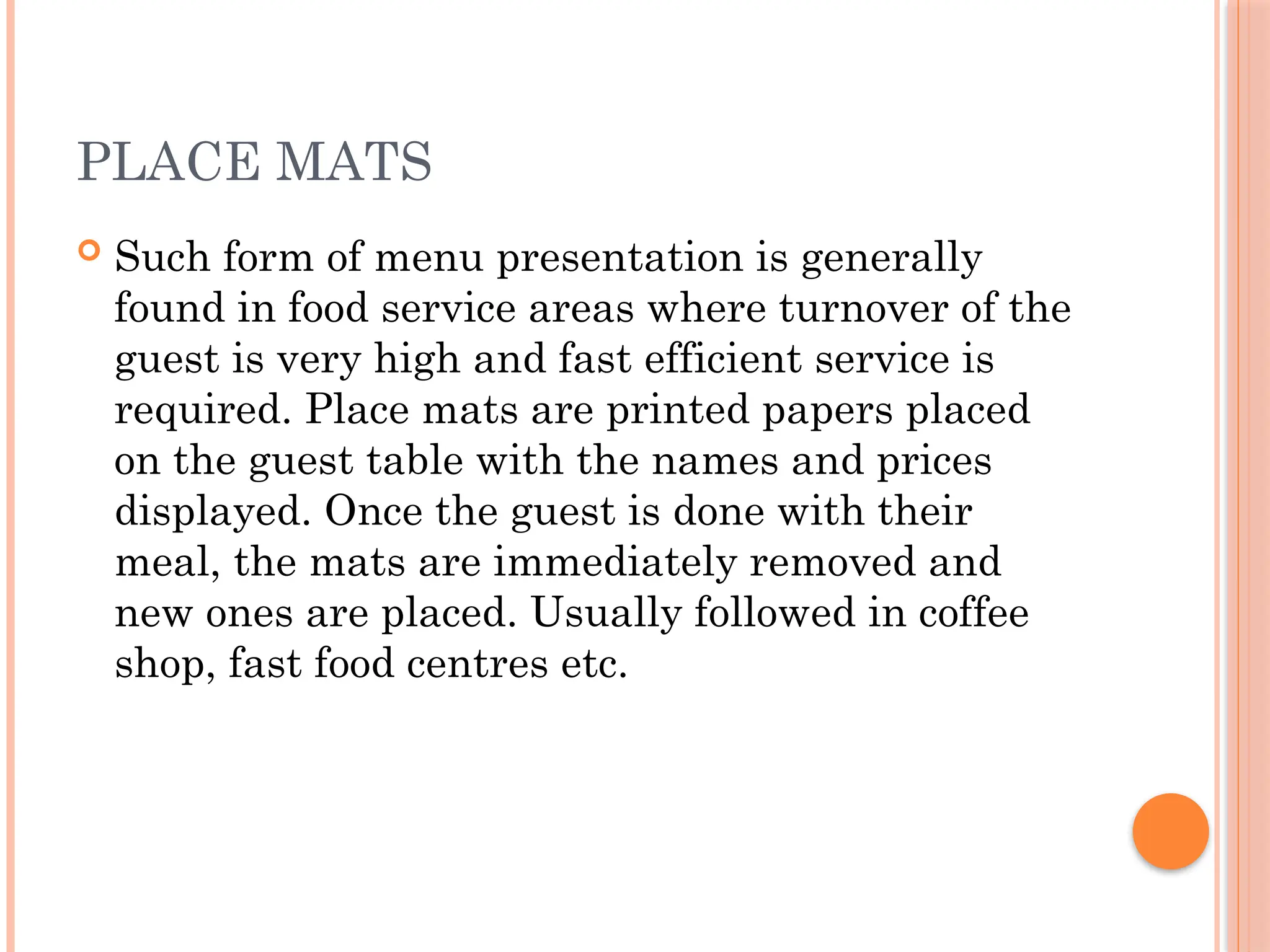 Menu and its types- Broad Classification | PPTX