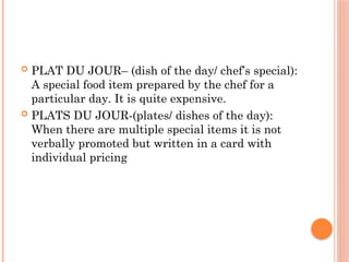 Menu and its types- Broad Classification | PPTX