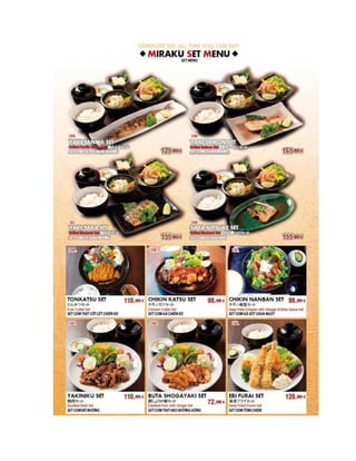 Menu buffet trưa Nhà hàng Miraku | PDF