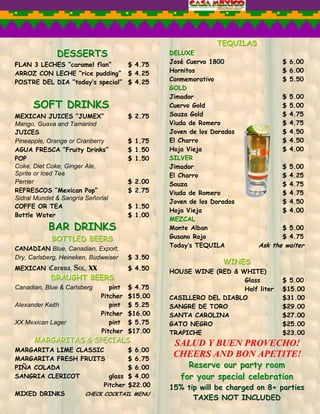 Menu Casa Mexico | PDF