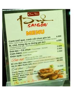 Menu Cơm Tấm Bụi | PDF