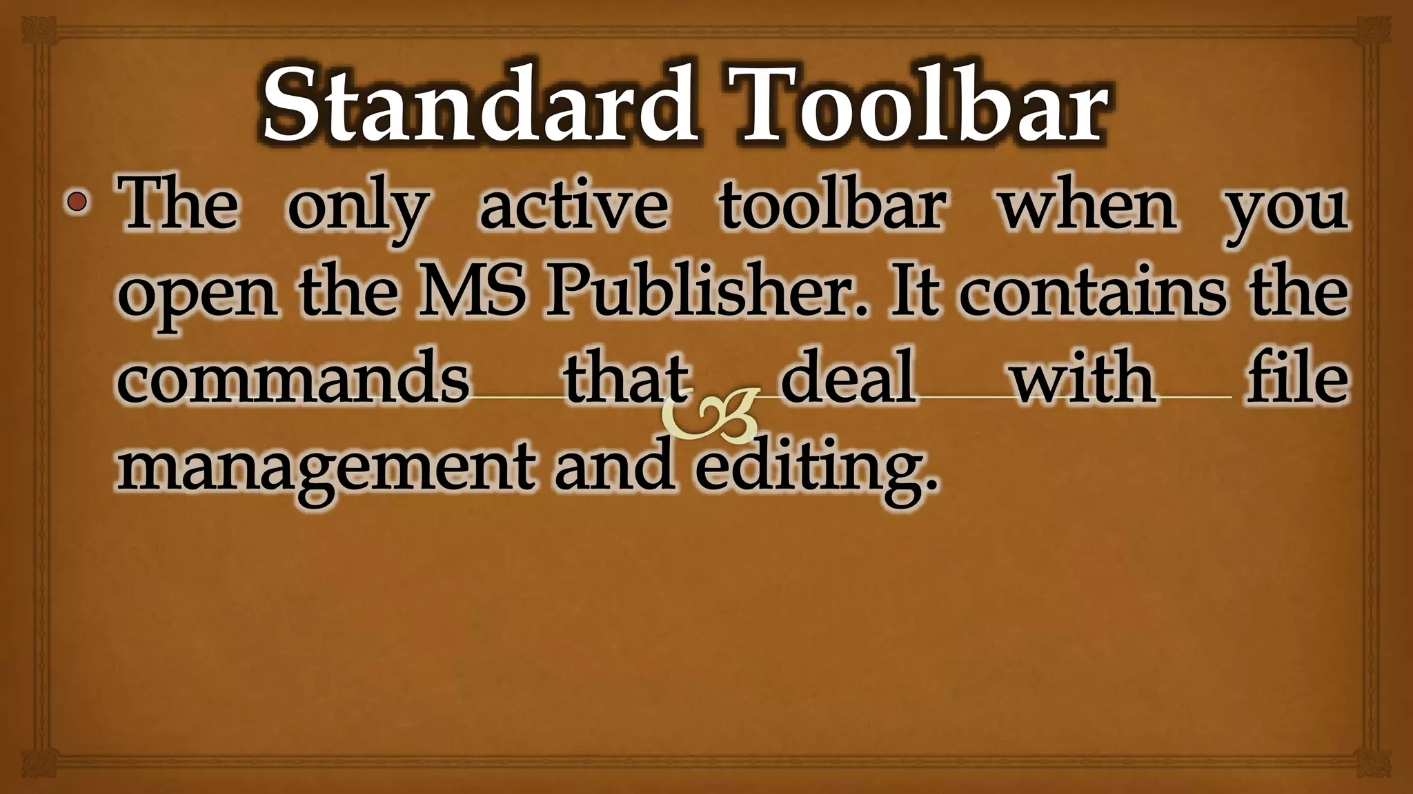 Menu Commands and Toolbars in MS Publisher | PPTX