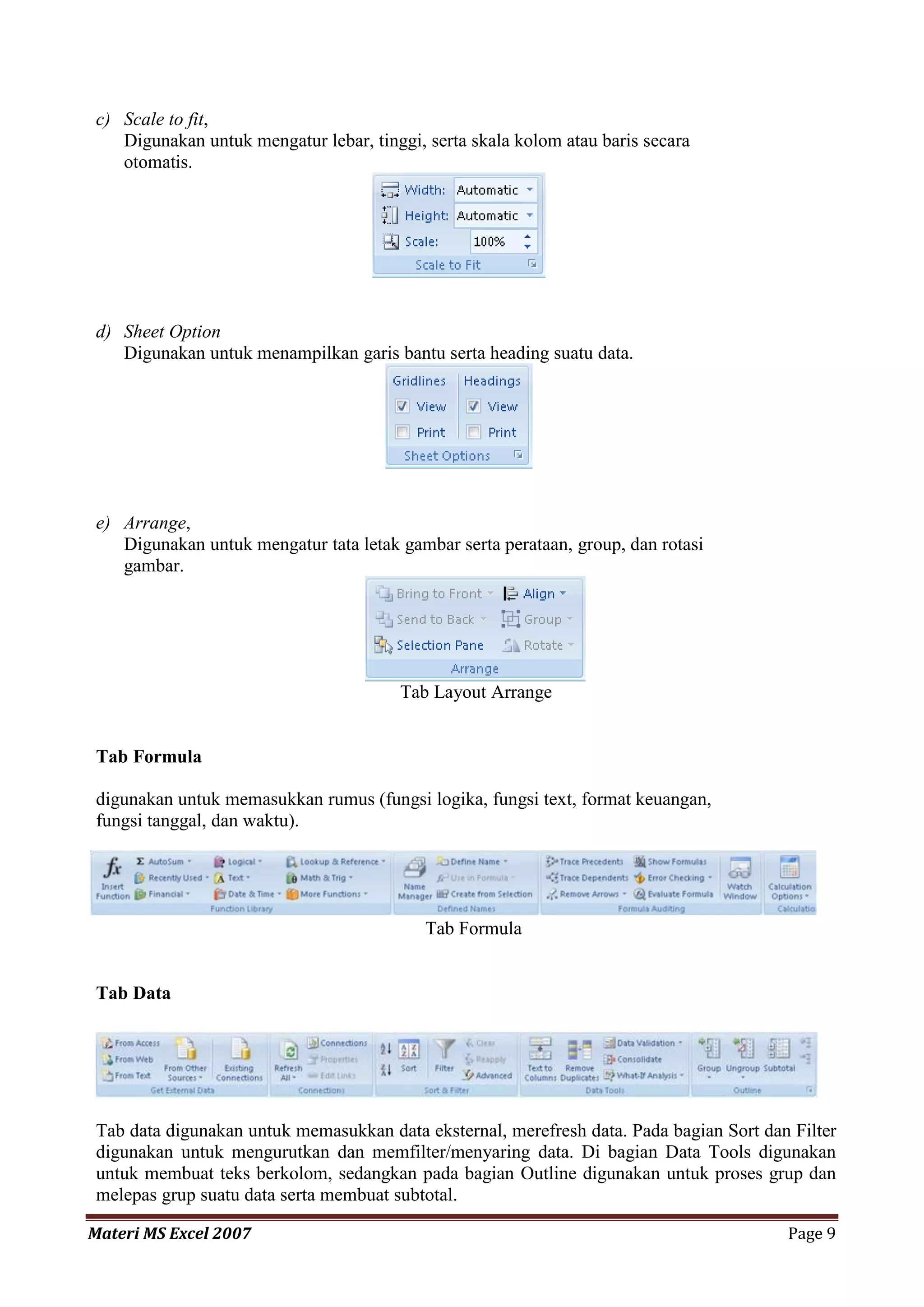 Menu dan ikon microsoft excel 2007 | PDF