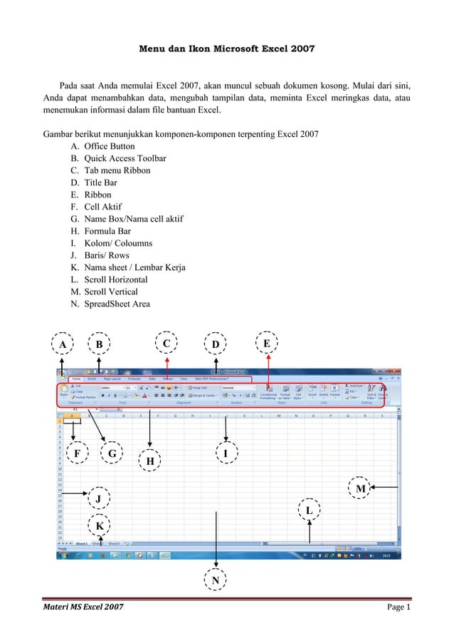 Menu dan ikon microsoft excel 2007 | PDF