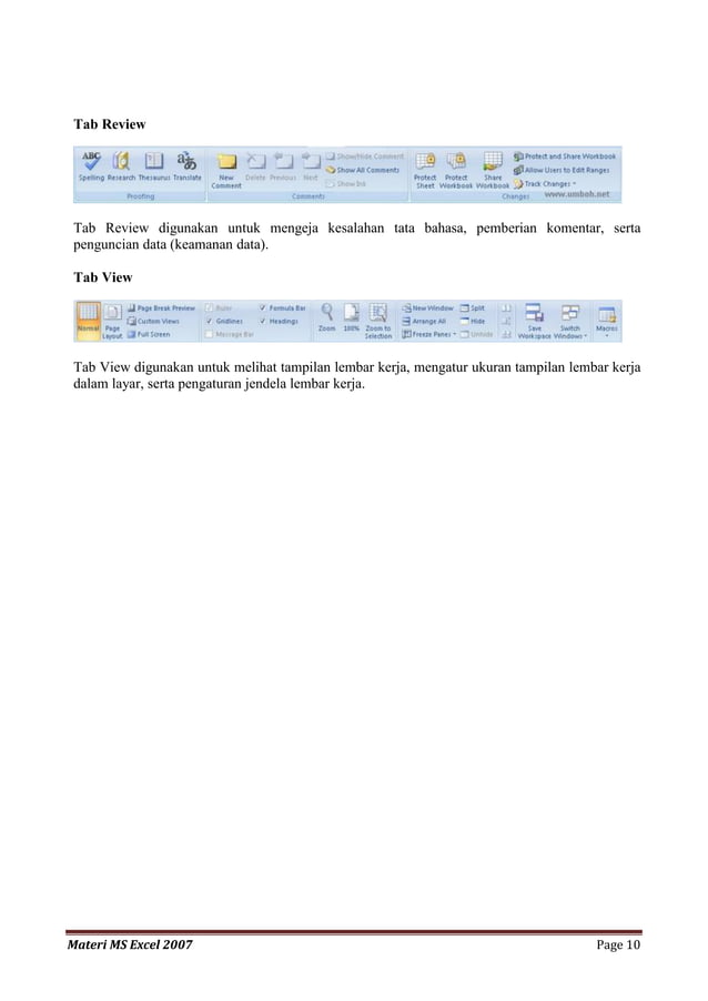 Menu dan ikon microsoft excel 2007 | PDF