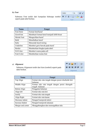 Menu dan ikon microsoft excel 2007 | PDF