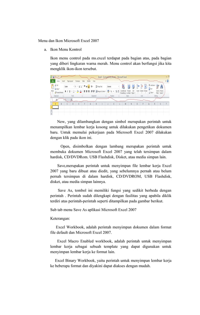 Menu dan ikon microsoft excel 2007 | DOC