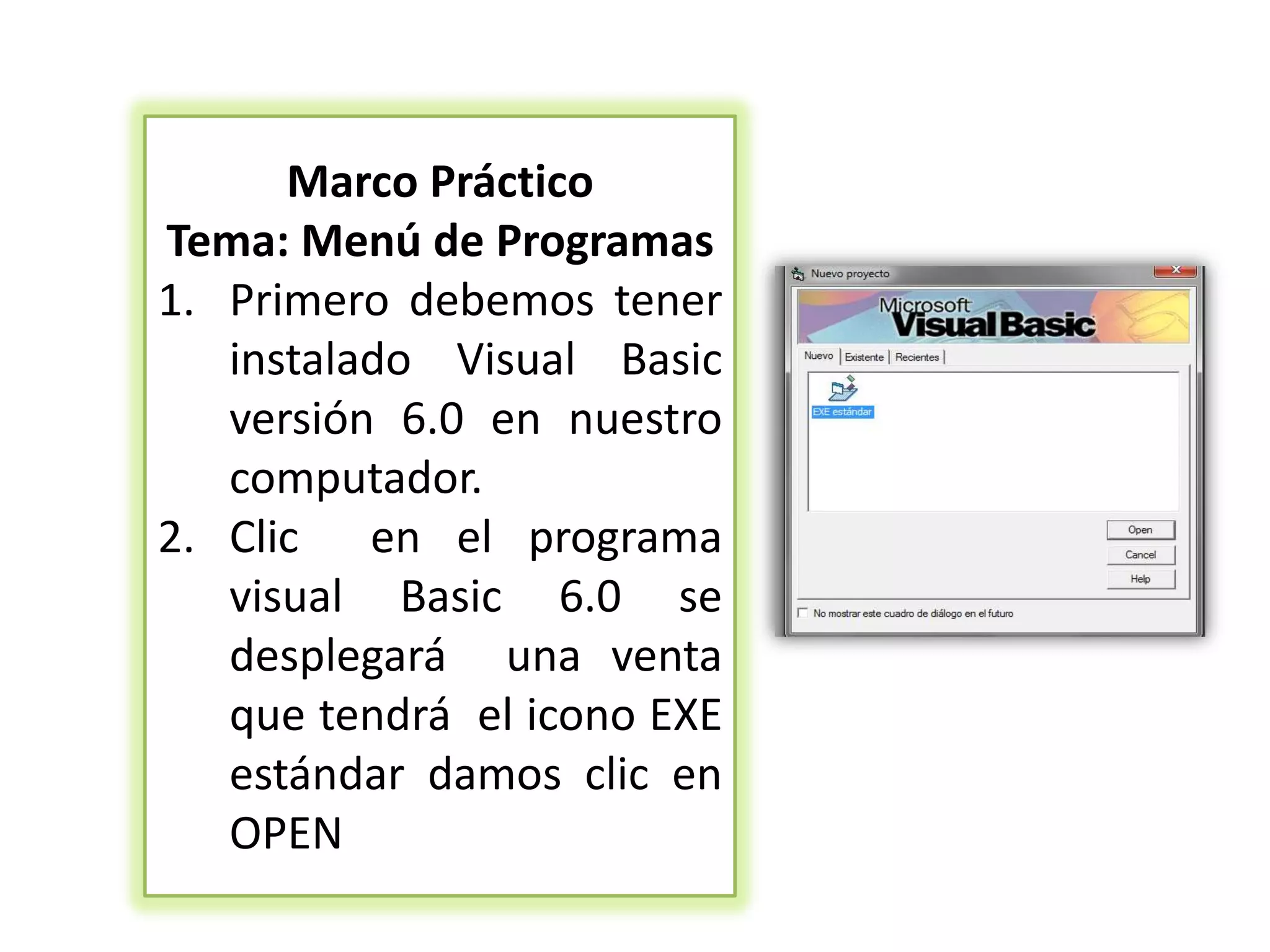 Menu de programas | PPTX