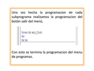 Menu de programas | PPTX