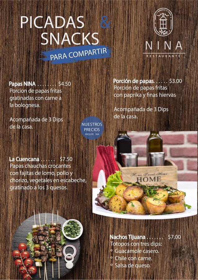Menu digital NINA RESTAURANTE | PDF