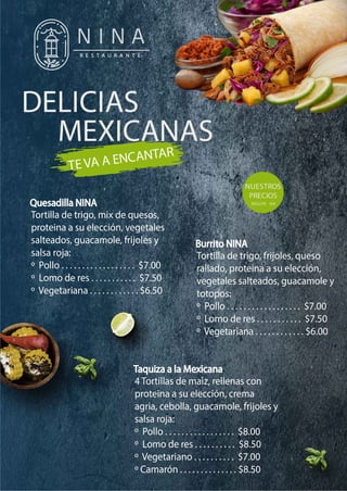 Menu digital NINA RESTAURANTE | PDF