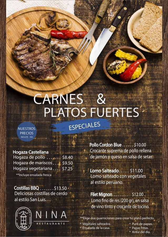 Menu digital NINA RESTAURANTE | PDF