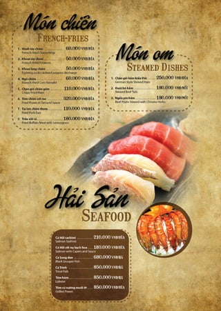 Menu Đồ ăn Thế giới bia Lã Vọng 169 Hoàng Ngân | PDF