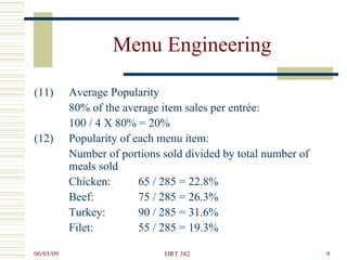 Menu Engineering Ppt